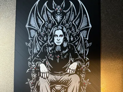 Ozzy Osbourne Sedia Pipistrello Seduto Principe delle Tenebre da Viola's HueForge MakerWorld ...
