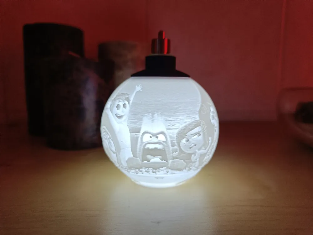 Inside Out 1&2 Christmas Lithophane Ball - Free 3D Print Model - MakerWorld