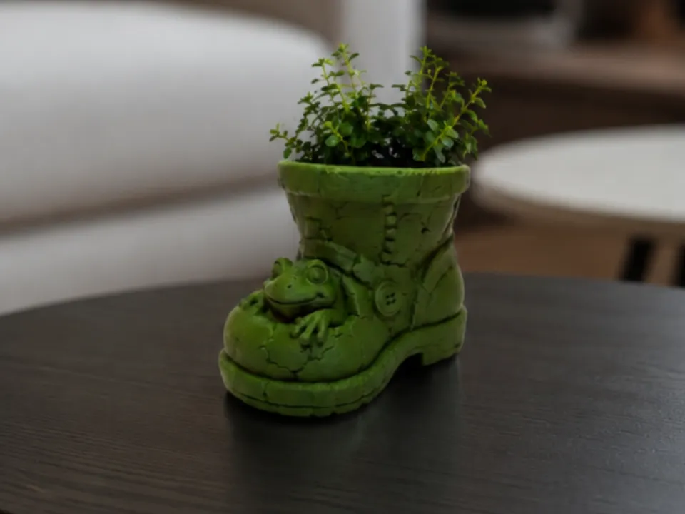 Frog Boot Planter "Quaki" Garden Hero - Free 3D Print Model - MakerWorld