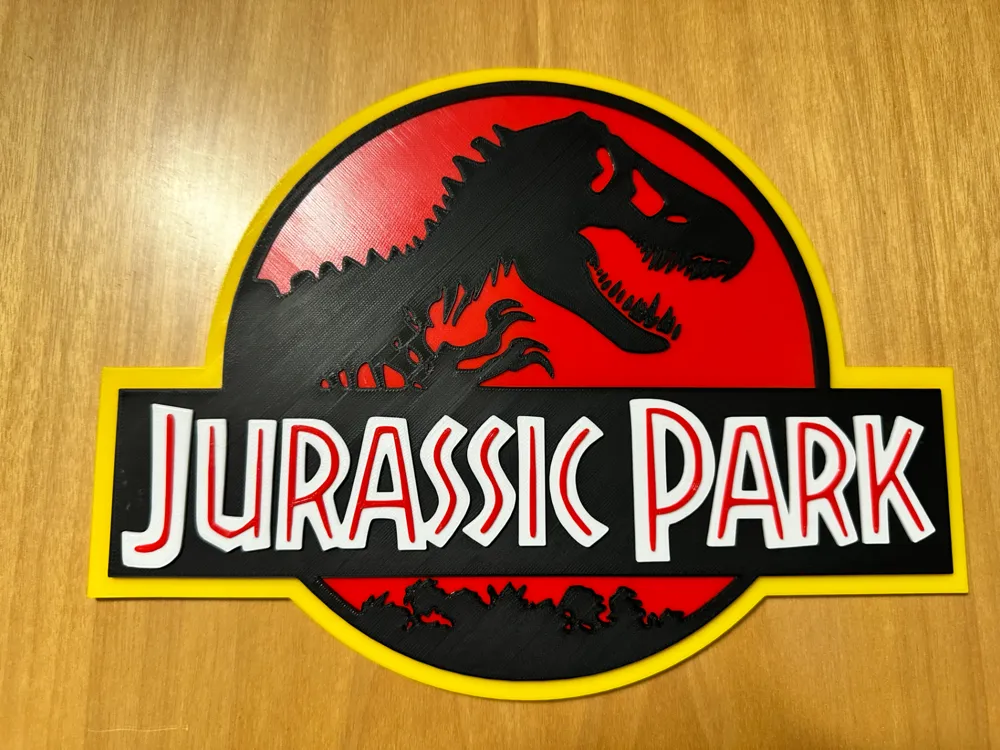 Full plate Jurassic Park Logo whit relief Remixed by Torikami - MakerWorld