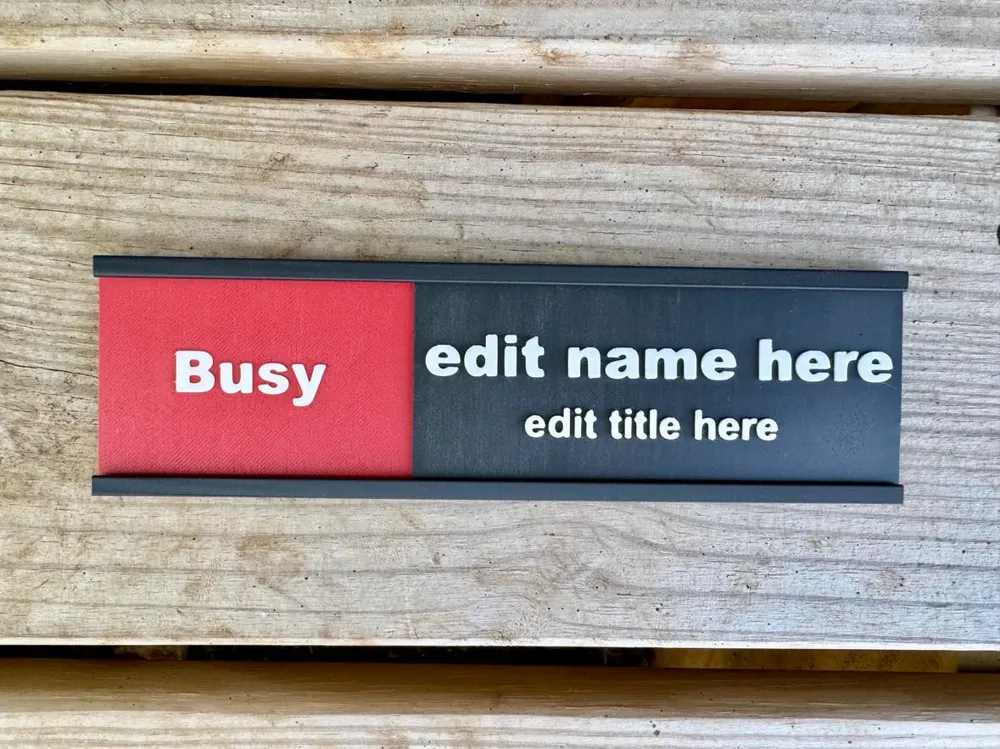 Custom Sliding Office Door Sign - Free 3D Print Model - MakerWorld