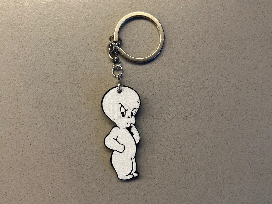 Casper the ghost looking angry keychain by Blec058 MakerWorld: Download ...