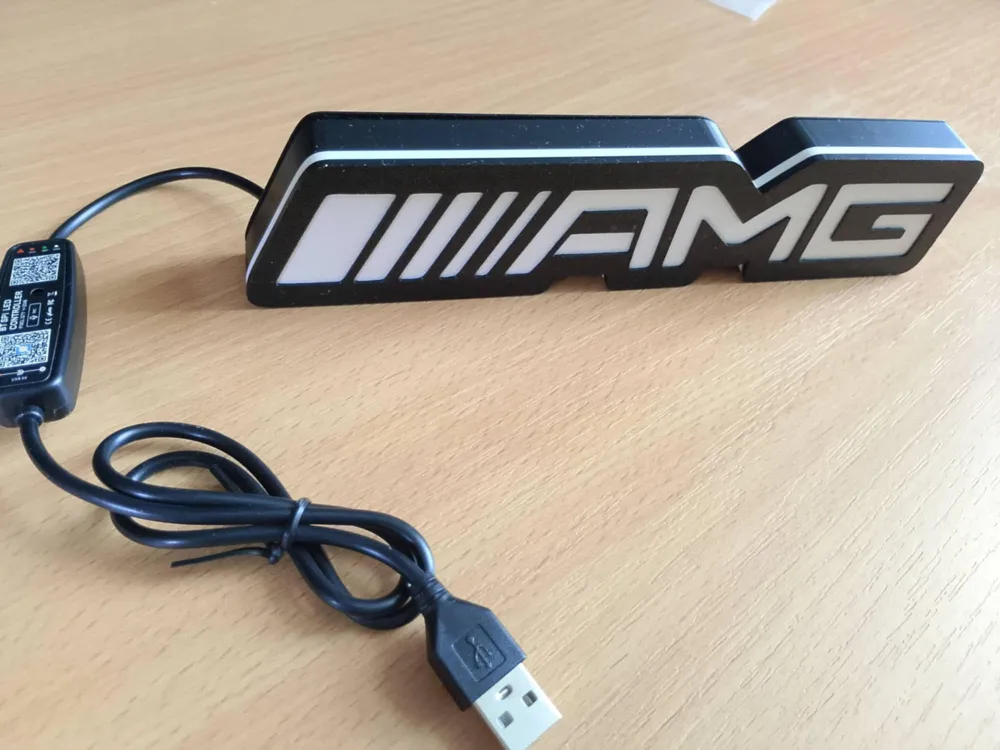 AMG LED Logo – RGB Sign Desk & Wall Decor - Free 3D Print Model ...