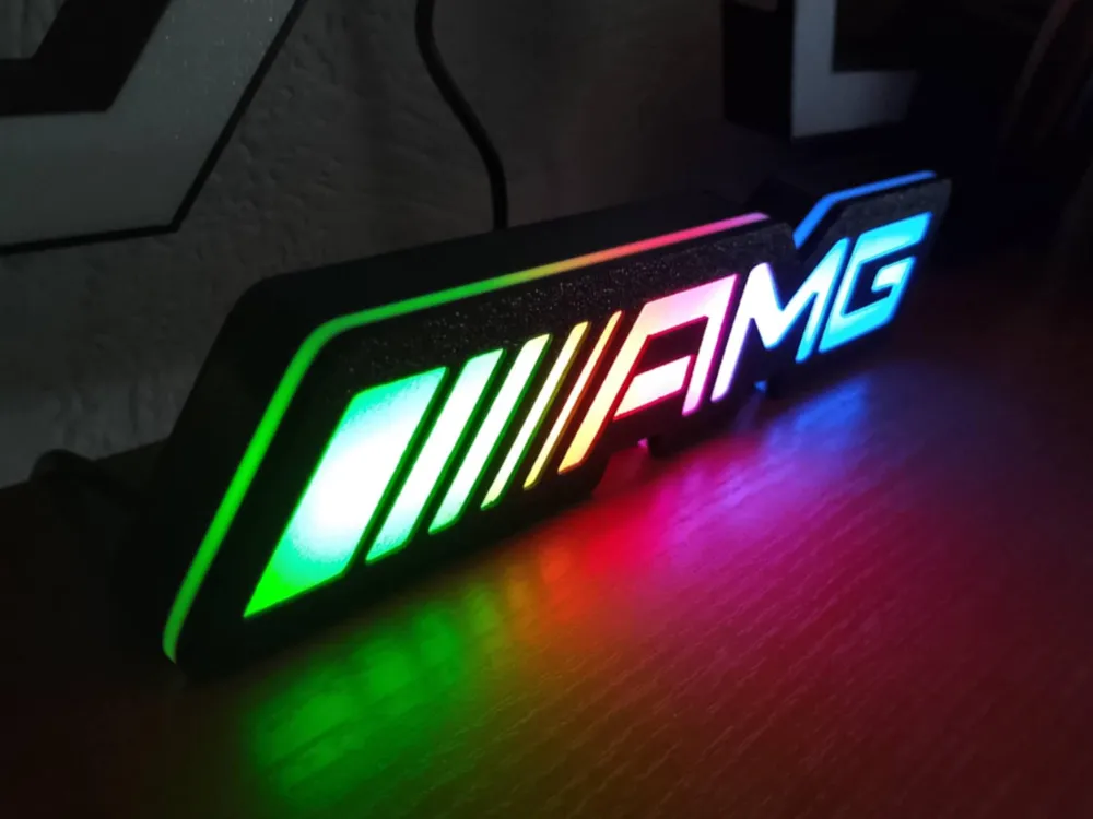 AMG LED Logo – RGB Sign Desk & Wall Decor - Free 3D Print Model ...