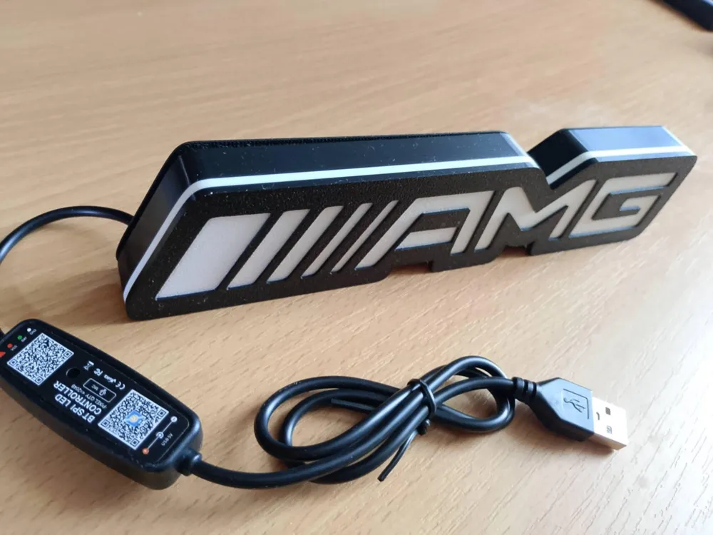 AMG LED Logo – RGB Sign Desk & Wall Decor - Free 3D Print Model ...