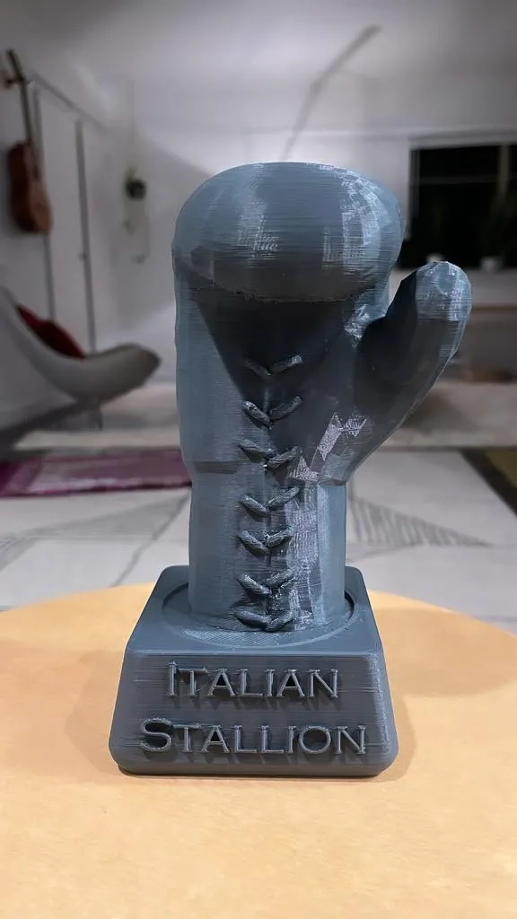 Boxing Trophy + Text "Italian Stallion" - Free 3D Print Model - MakerWorld