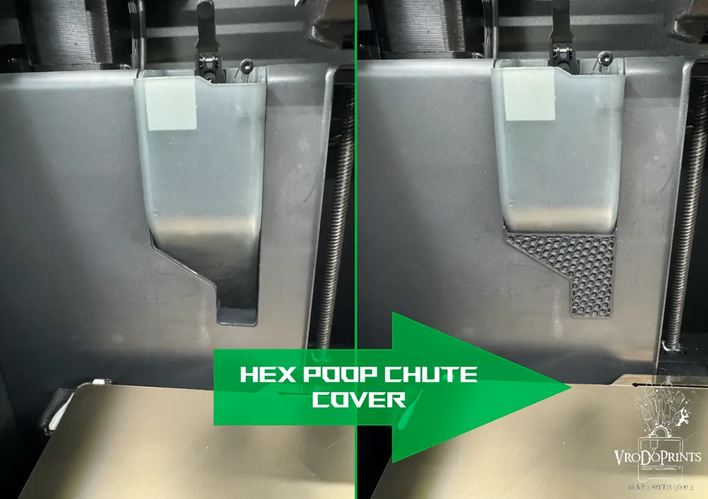 Hex Poop Chute Cover P1P/P1S/X1C Remixed by VroDoPrints - MakerWorld