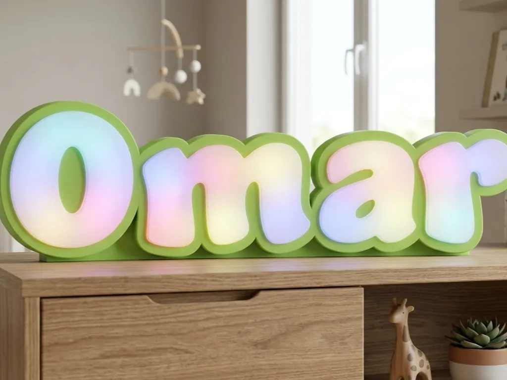 Name lamp Omar | LED lamp for children's room - Free 3D Print Model ...