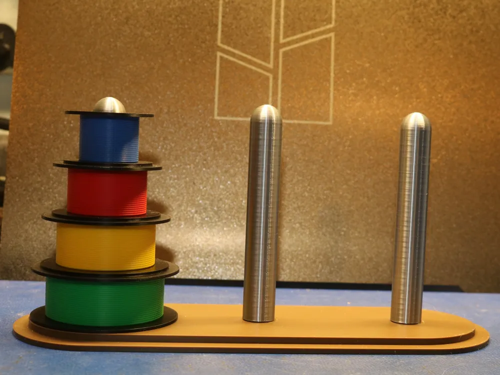 Towers of Hanoi game made of tiny filament spools by smbaker MakerWorld ...