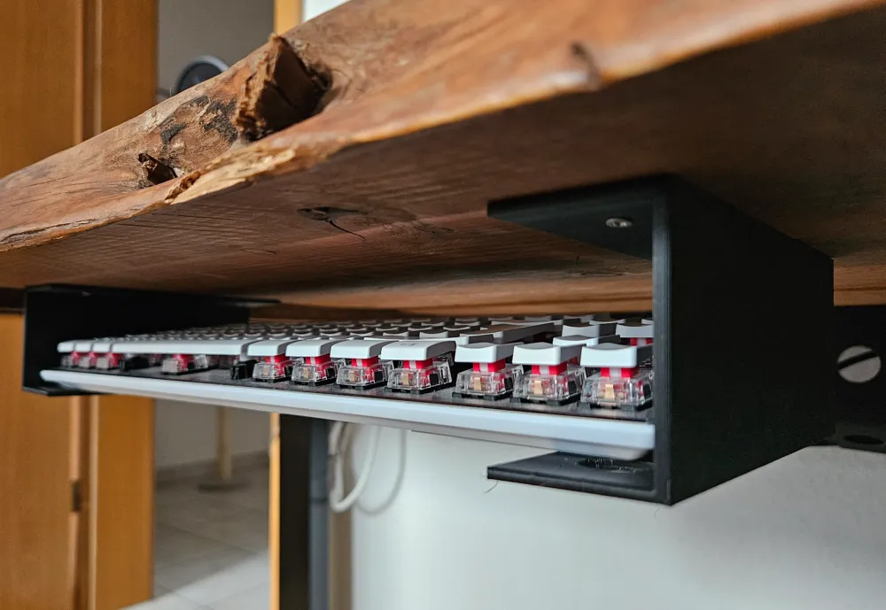 Underdesk Keyboard Holder (customizably with) by 3DPrinTcess - MakerWorld