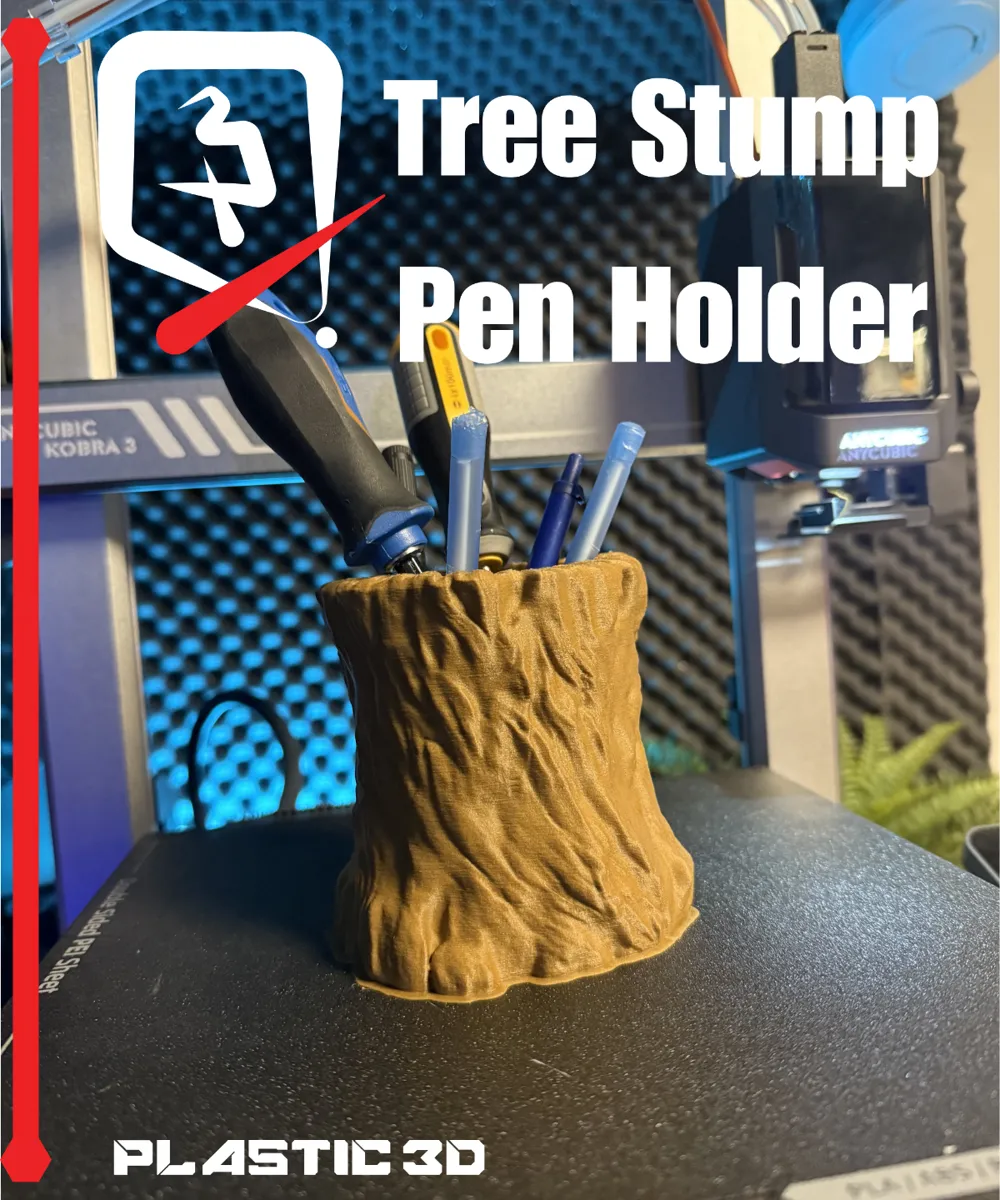 Tree Stump Pen holder by Plastic3D - MakerWorld