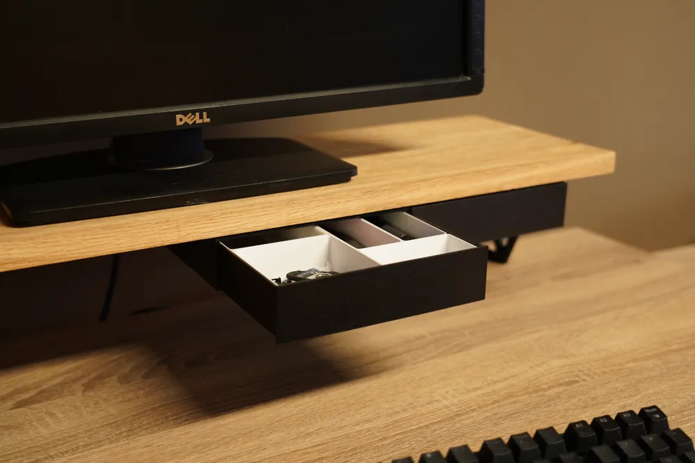 Space saving monitor riser with optional drawers by BartBE - MakerWorld