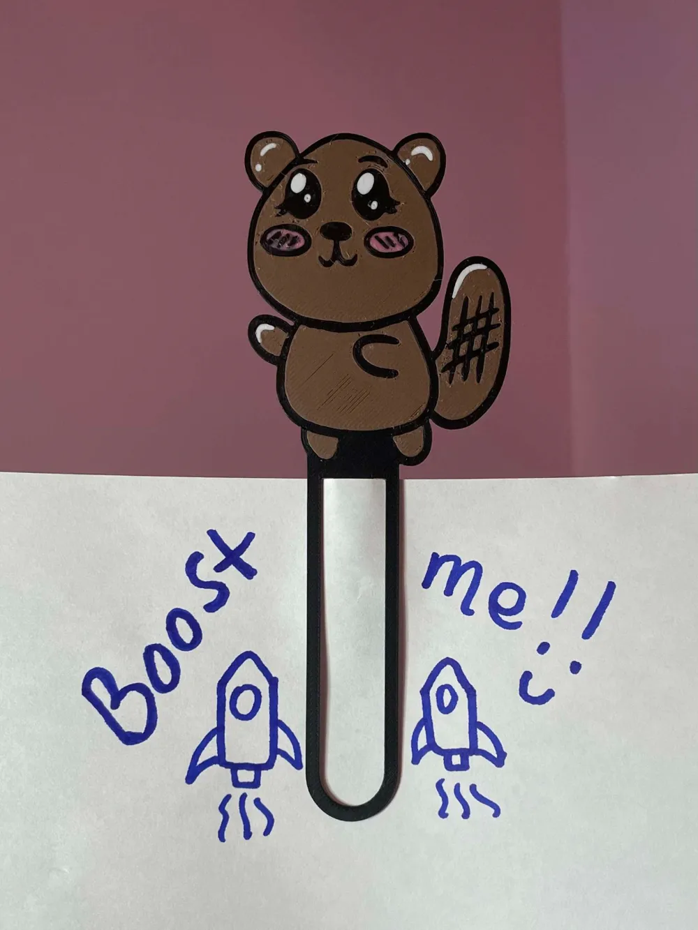 Chibi Beaver Bookmark 2D Art HandDesigned Kawaii by 3DNickNacs - MakerWorld