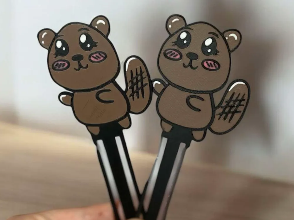Chibi Beaver Bookmark 2D Art HandDesigned Kawaii by 3DNickNacs - MakerWorld