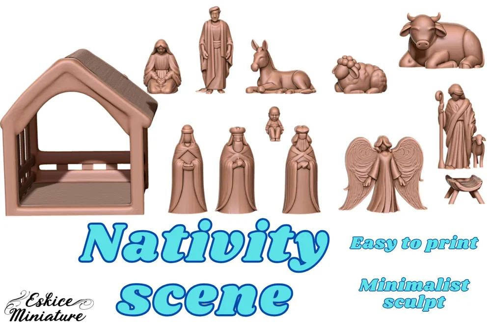 Nativity scene minimalist like "santon" by Eskice Miniature MakerWorld: Download Free 3D Models