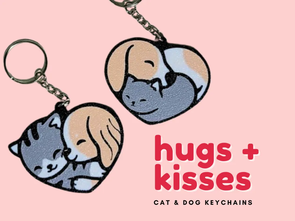 Heart Cat And Dog Keychains by Elmi Treasures - MakerWorld