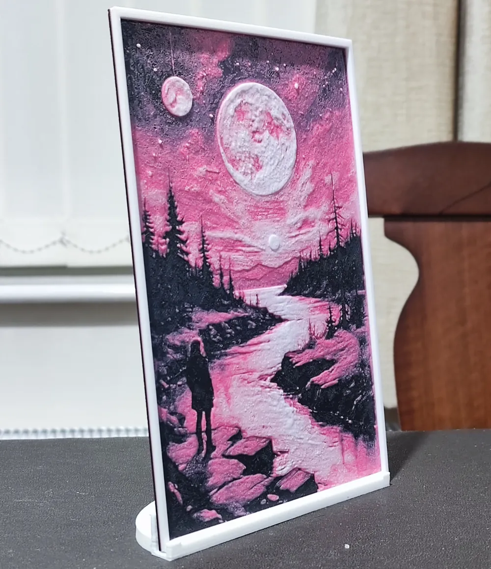 Moons Rising On The River - HueForge 3 Color by BoDad - MakerWorld