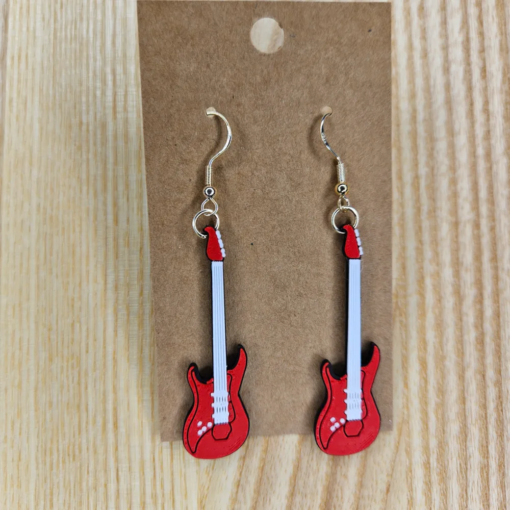 Guitar Earrings by Sofa MakerWorld: Download Free 3D Models