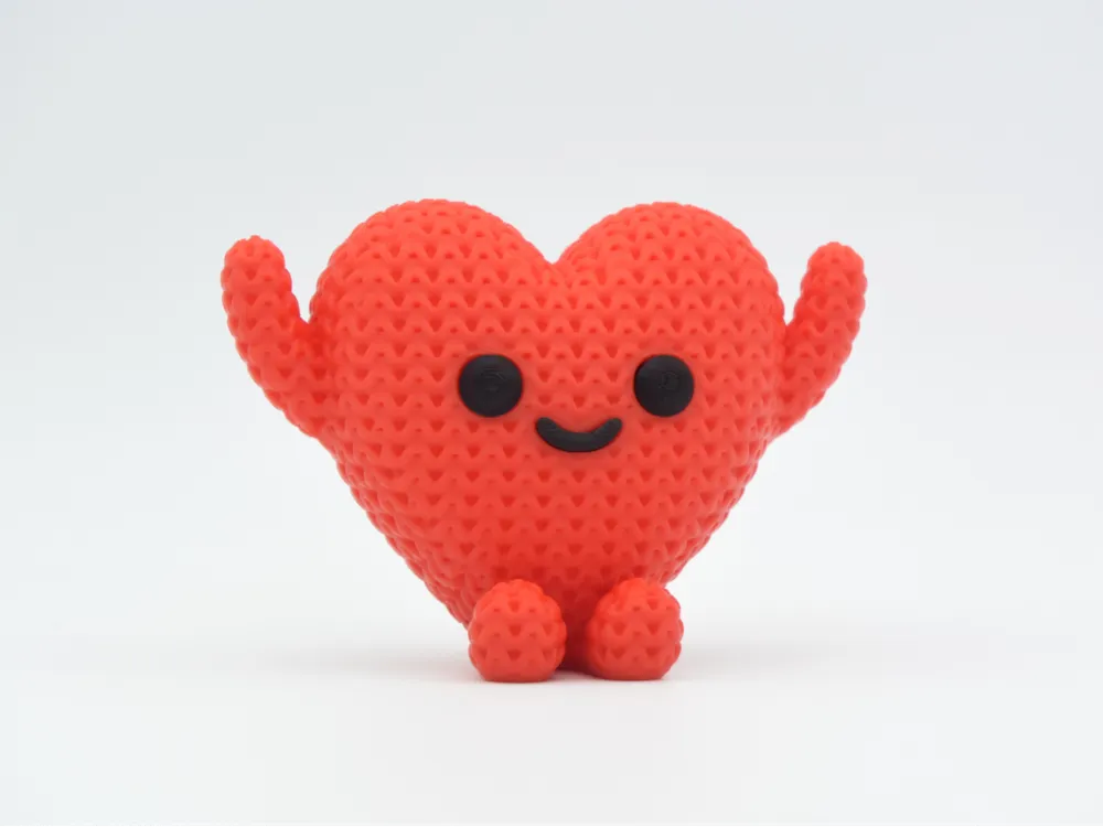 Knitted Heart Buddy - Valentine's Day - Free 3D Print Model - MakerWorld