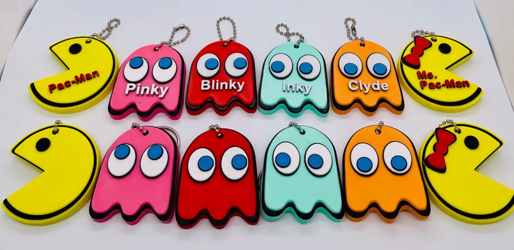 Pac-Man Ms Pac-Man Customizeable Keychains by FunFam3D - MakerWorld
