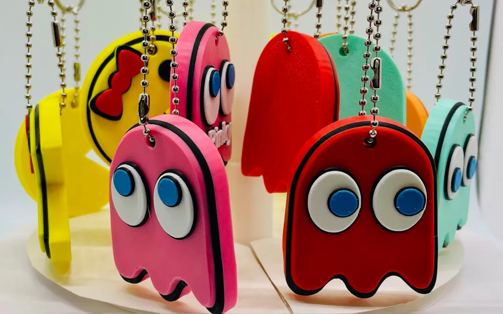 Pac-Man Ms Pac-Man Customizeable Keychains by FunFam3D - MakerWorld