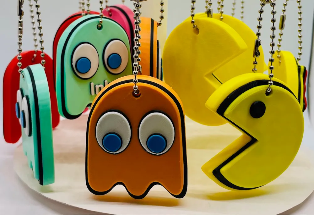 Pac-Man Ms Pac-Man Customizeable Keychains by FunFam3D - MakerWorld