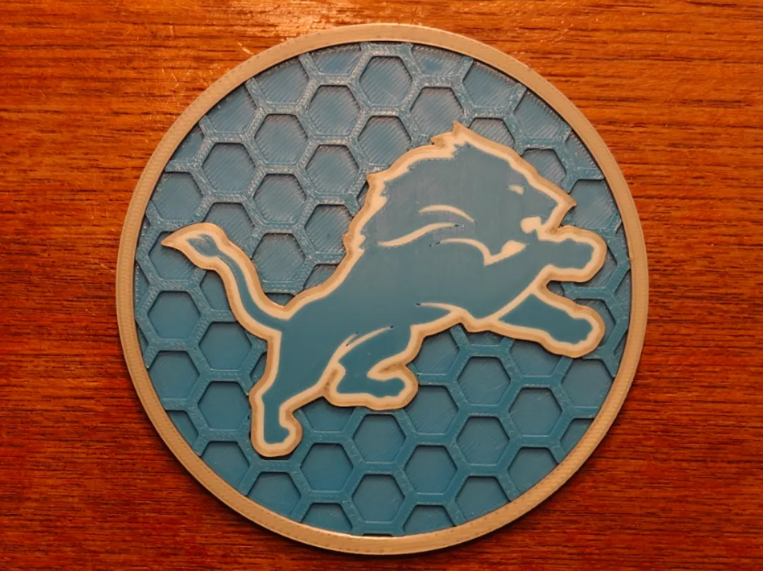Detroit Lions: Hex Coaster - Free 3D Print Model - MakerWorld
