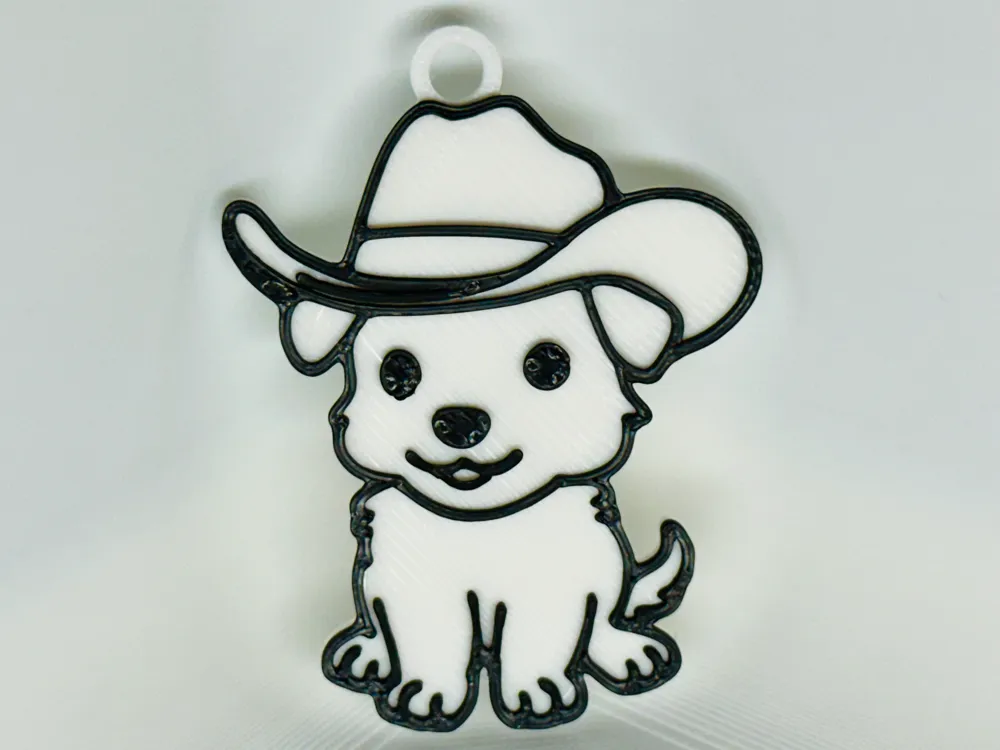 Dog Wearing a Cowboy Hat Keychain by Nolan Cramer - MakerWorld