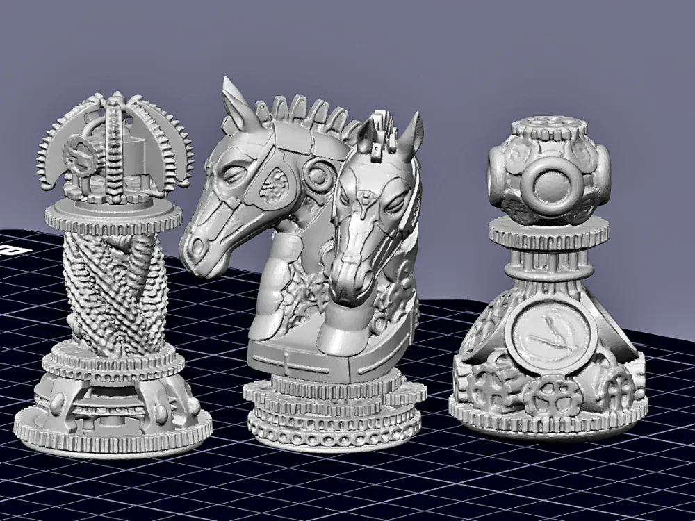 Steampunk Mechanical Chess Set | Gear Chess Pieces - Free 3D Print ...