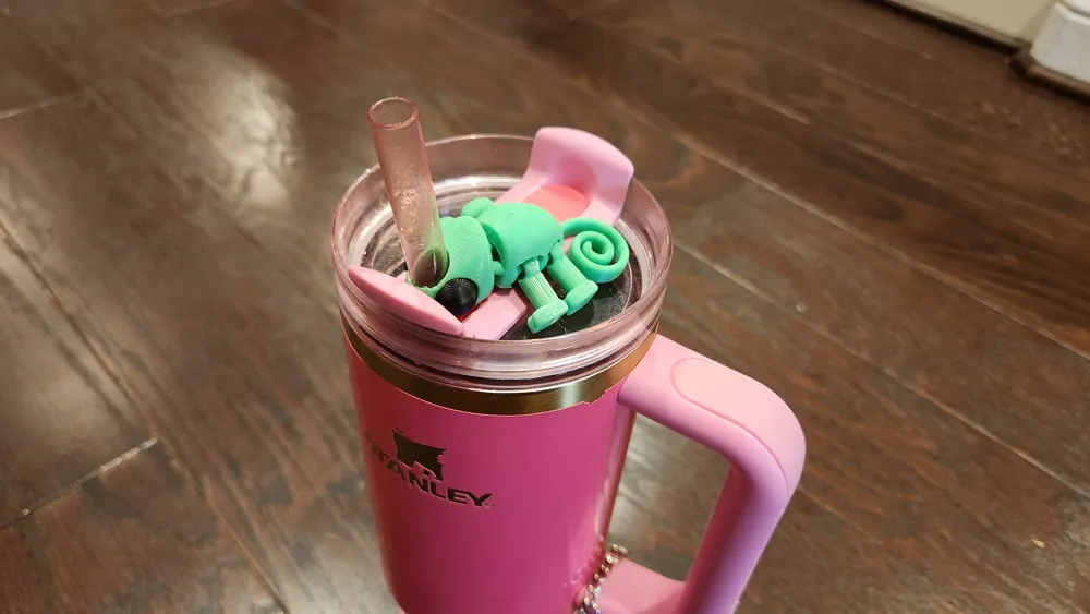 Straw Buddy Topper - Articulated Chameleon Remixed by Sdot Prints ...