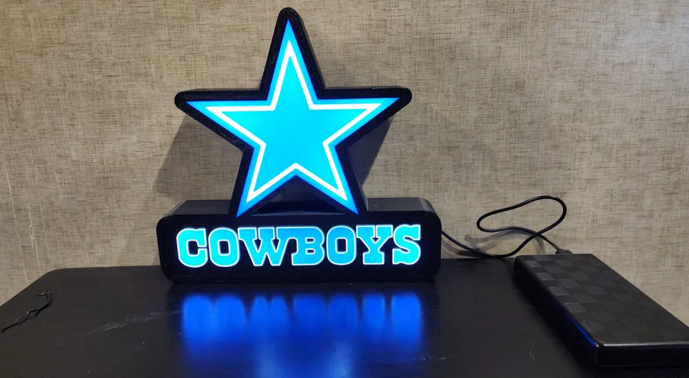 Dallas Cowboys LED Light Box - Free 3D Print Model - MakerWorld