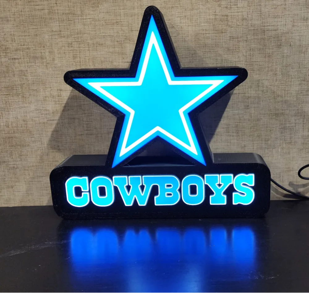 Dallas Cowboys LED Light Box - Free 3D Print Model - MakerWorld