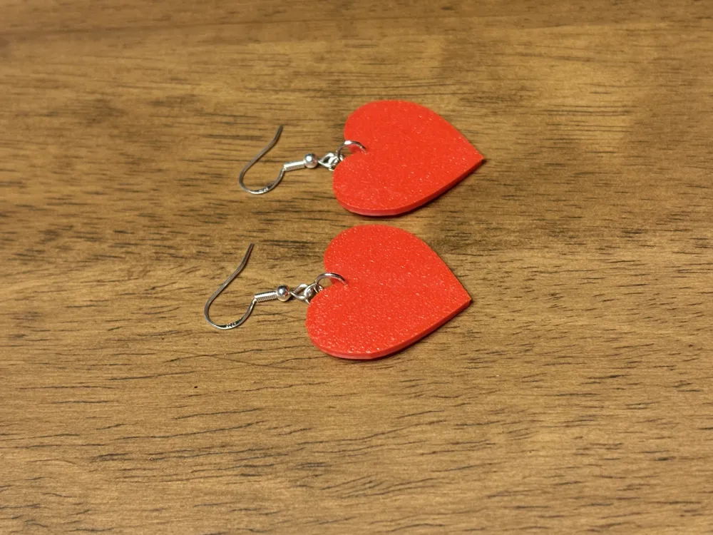 Simple Valentines Day Heart Earrings - Free 3D Print Model - MakerWorld