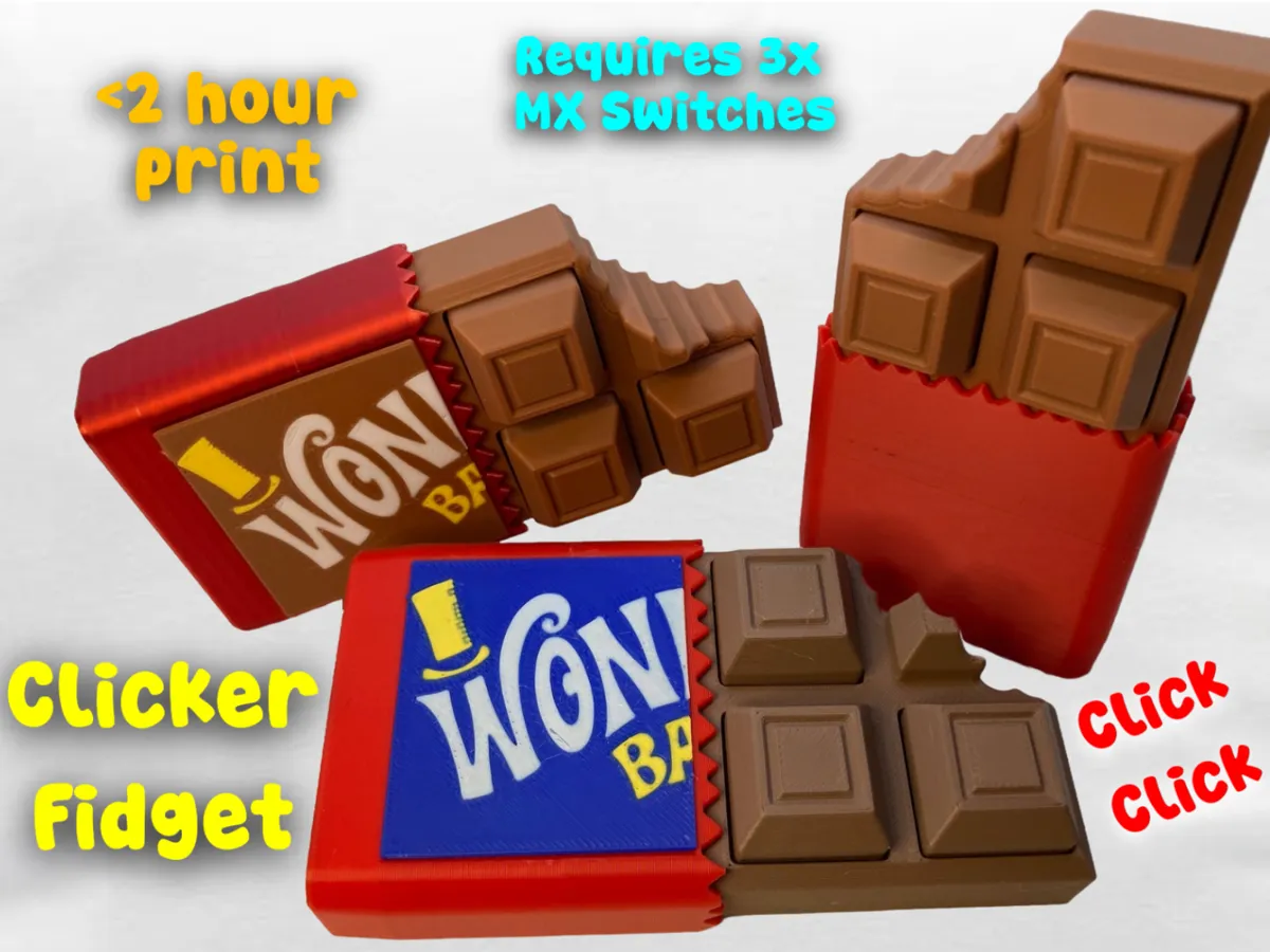 Chocolate Candy Bar Clicker Fidget - Free 3D Print Model - MakerWorld