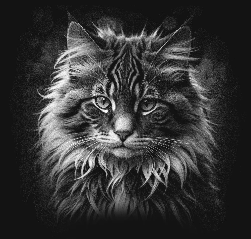 Norwegian Cat Hueforge Kitten in Black White | 3D Art Wallart and Home ...