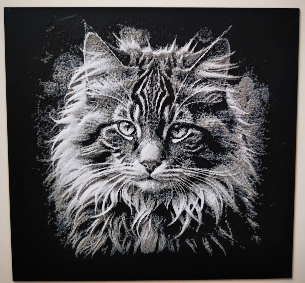 Norwegian Cat Hueforge Kitten in Black White | 3D Art Wallart and Home ...