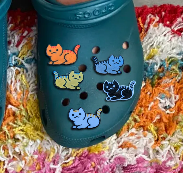 Cute Tabby Kitty Cat Croc Shoe Charm (Jibbitz) by sidbarret007 - MakerWorld