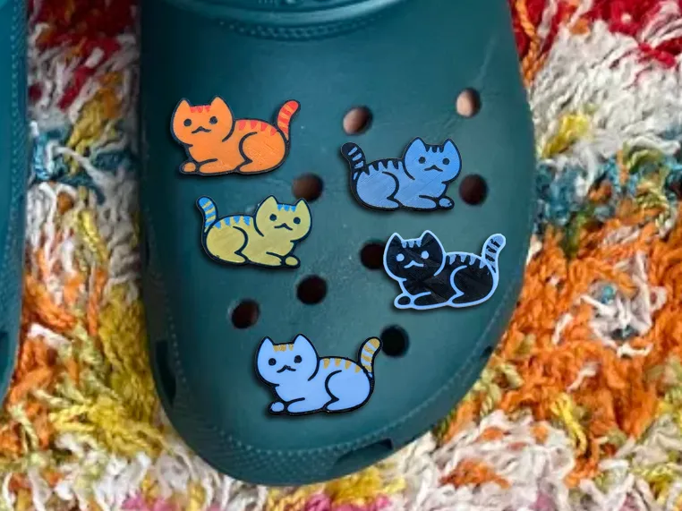 Cute Tabby Kitty Cat Croc Shoe Charm (Jibbitz) by sidbarret007 - MakerWorld