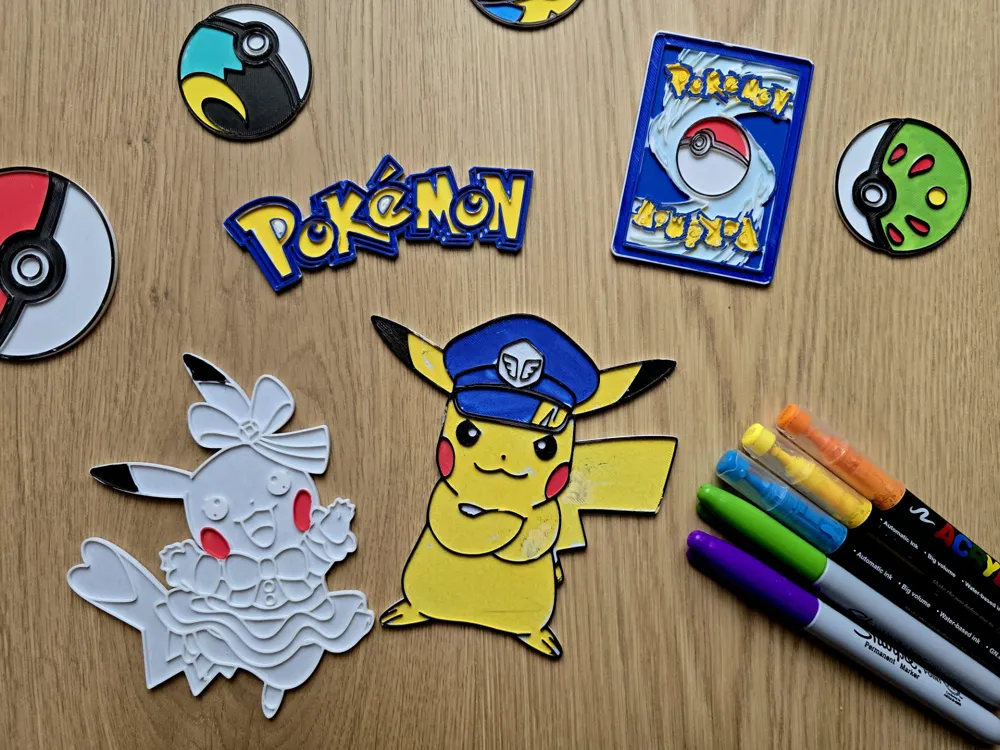 Cute Pokemon Pikachu Police Girl DIY Coloring by Merilno3D MakerWorld ...