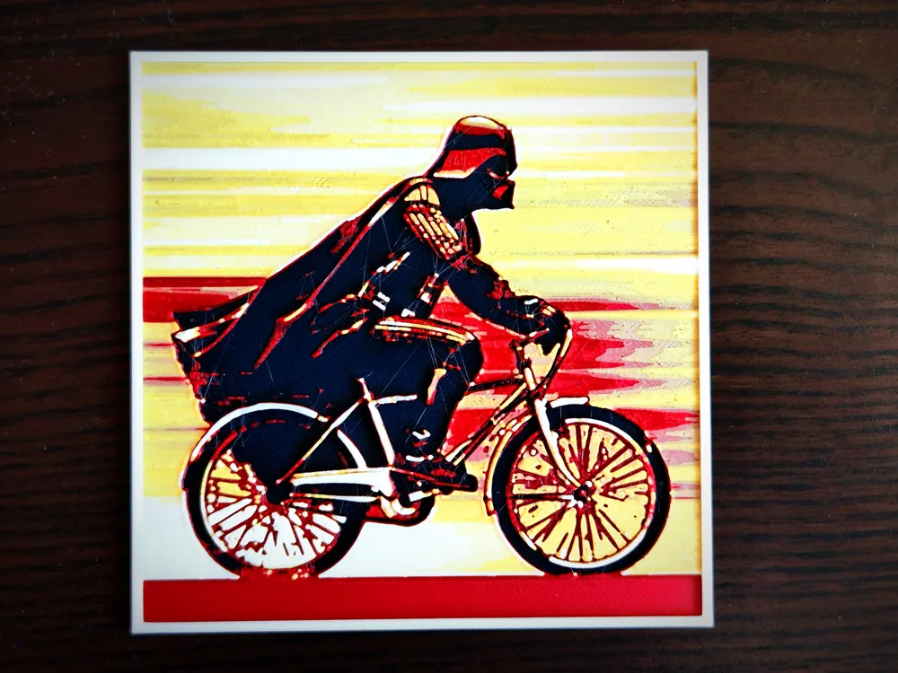 Darth Vader riding a bike - Hueforge by Archork - MakerWorld