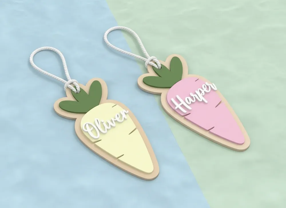 Customizeable Easter Carrot Name Tag / Basket Tag - Free 3D Print Model ...