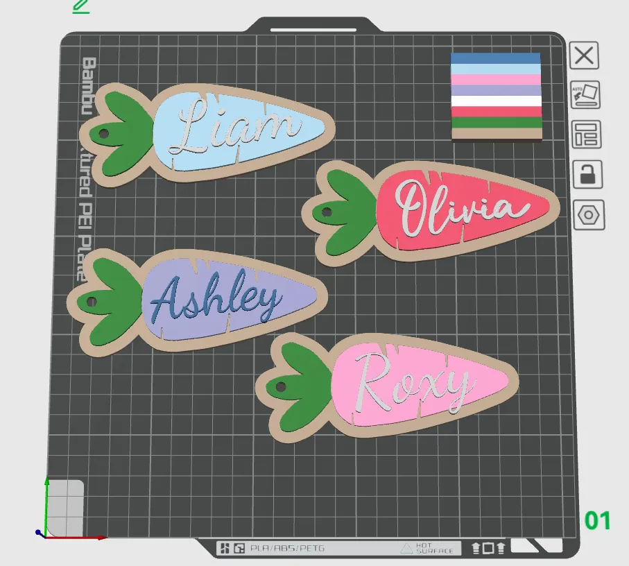 Customizeable Easter Carrot Name Tag / Basket Tag - Free 3D Print Model ...