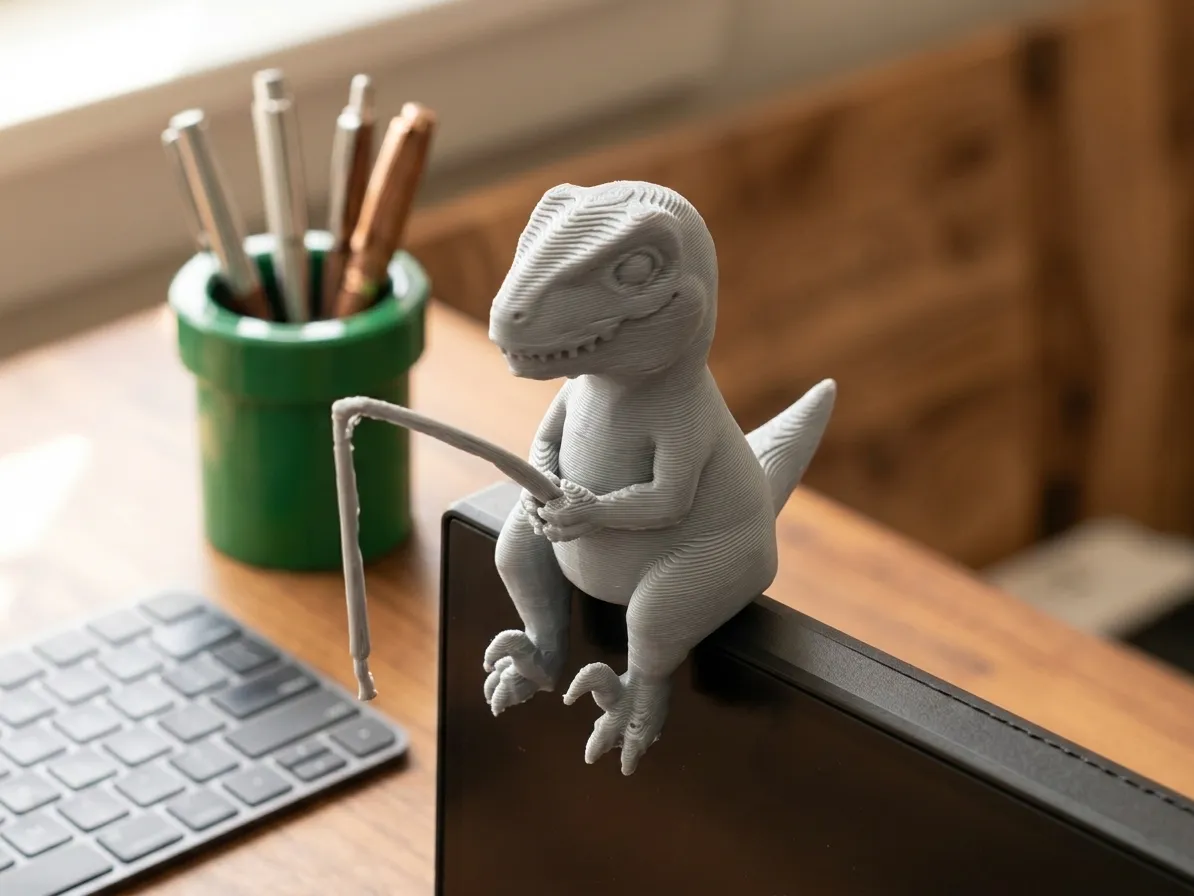 Sitting Velociraptor Monitor Buddy Free 3d Print Model Makerworld
