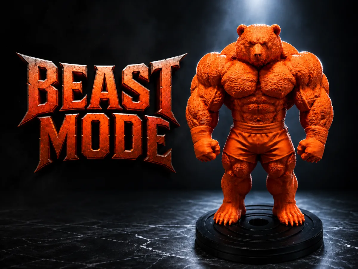 Ripped "Beast Mode" Gym Bear - Free 3D Print Model - MakerWorld
