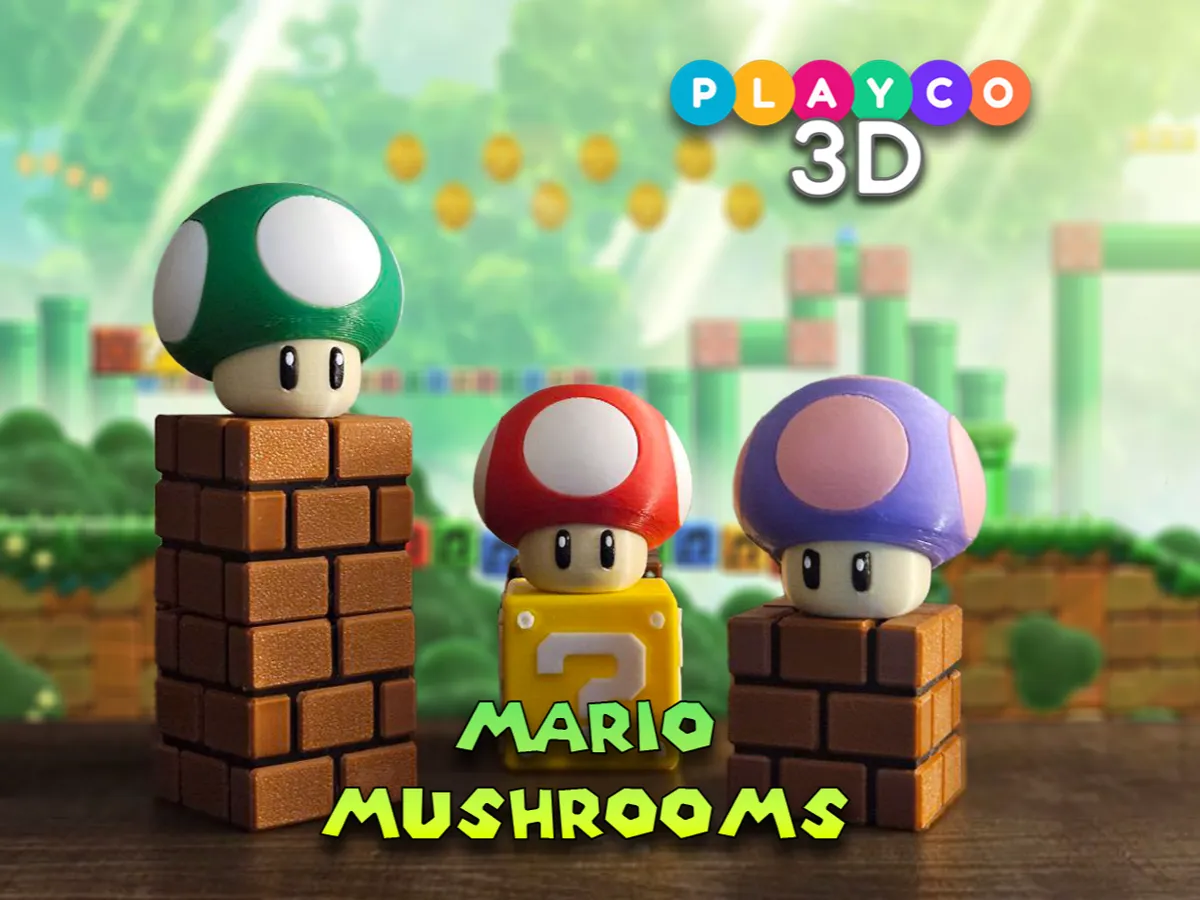 Super Mario Power and Poison Mushroom Multi Part - Free 3D Print Model ...
