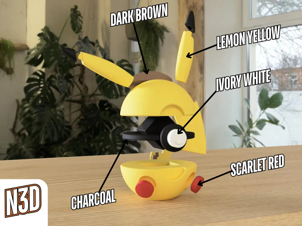 #0025 - Pikachu Ball by N3D MakerWorld: Download Free 3D Models