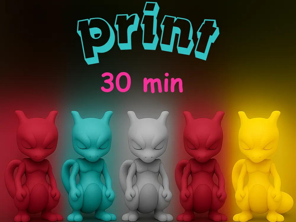 Little Mewtwo-print 30min- keychain Pokemon - Free 3D Print Model ...