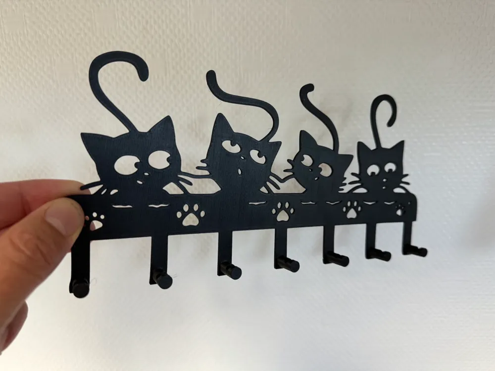 Cat wall key holder - Free 3D Print Model - MakerWorld