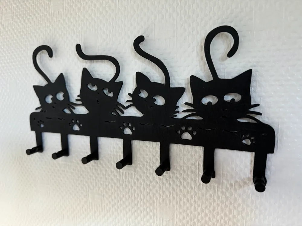 Cat wall key holder - Free 3D Print Model - MakerWorld