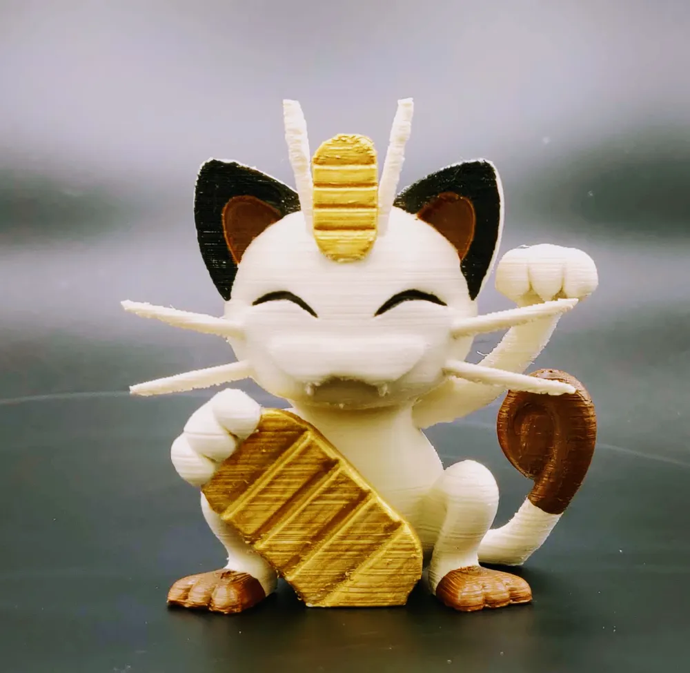 Pokemon Meowth Lucky Cat Figure - Free 3D Print Model - MakerWorld